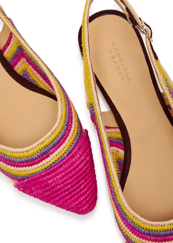 Gabriela Hearst Striped Raffia Slingback Flats - Multicolor