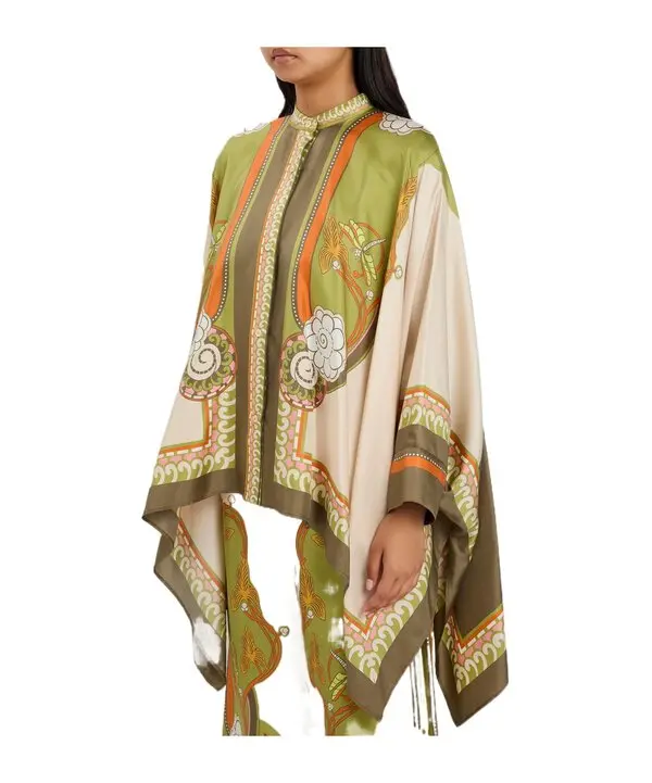 La DoubleJ Foulard Printed Asymmetric Silk Shirt