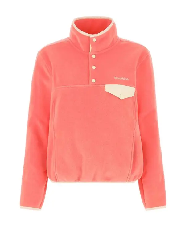 SPORTY  RICH Sporty & Rich Logo Embroidered Fleece Sweatshirt