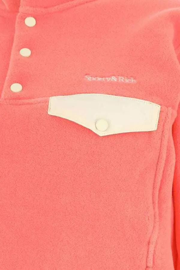 SPORTY  RICH Sporty & Rich Logo Embroidered Fleece Sweatshirt