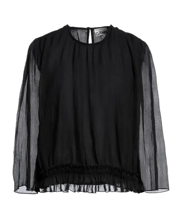 GANNI Solid-color Chiffon Top