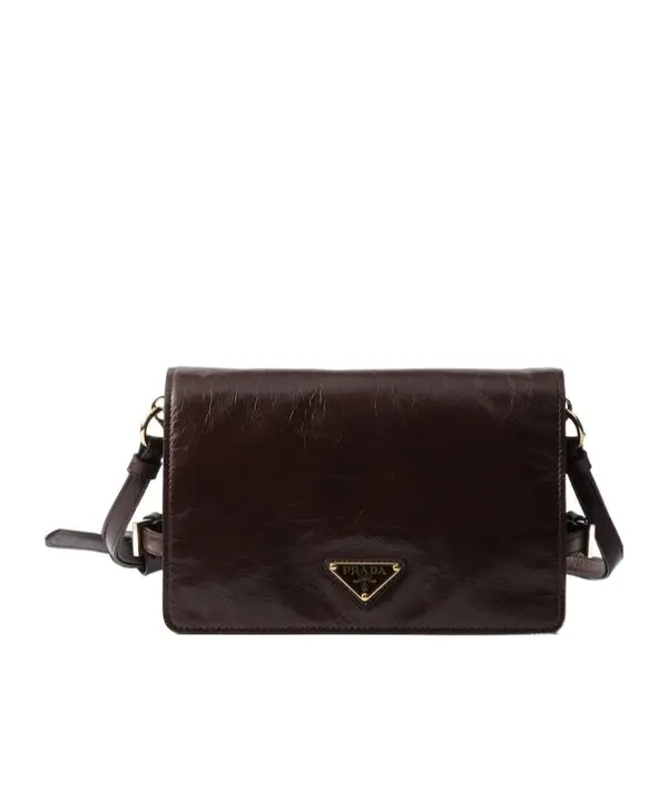 Prada Leather Shoulder Bag - Dark Brown