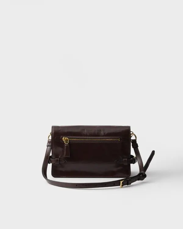 Prada Leather Shoulder Bag - Dark Brown