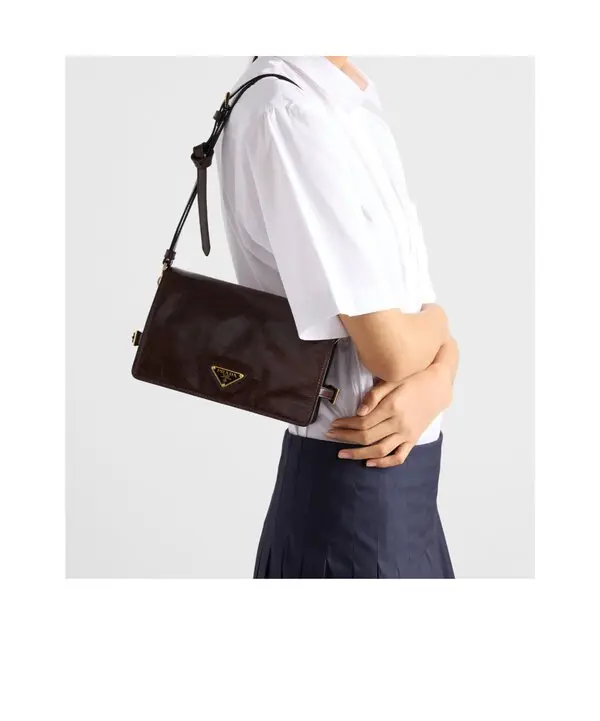 Prada Leather Shoulder Bag - Dark Brown
