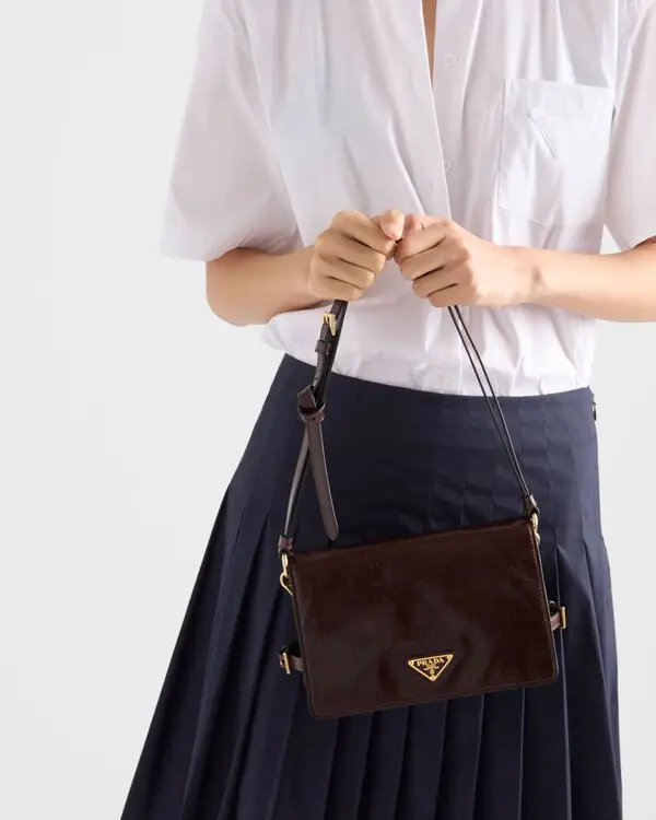 Prada Leather Shoulder Bag - Dark Brown