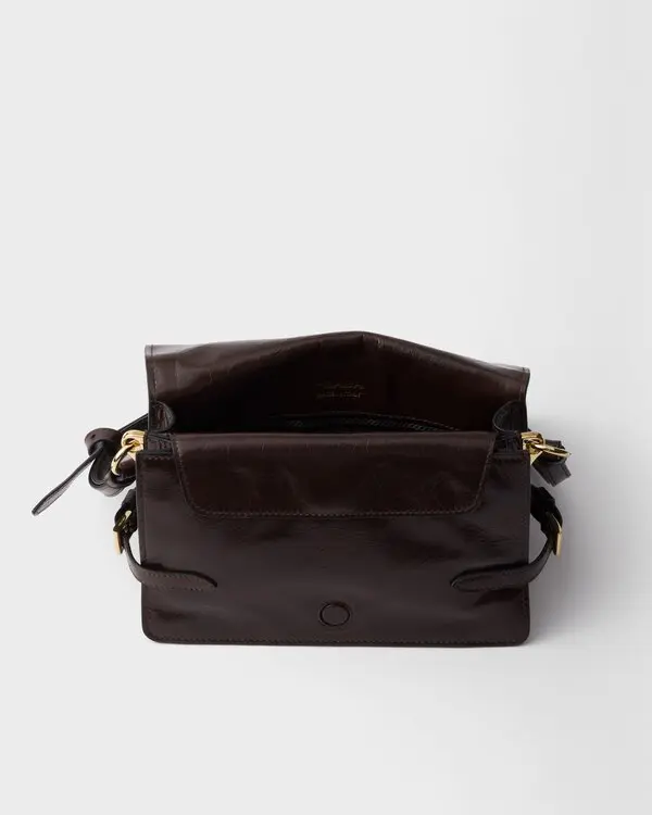 Prada Leather Shoulder Bag - Dark Brown