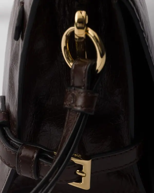 Prada Leather Shoulder Bag - Dark Brown