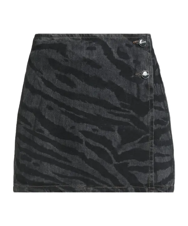 GANNI Zebra-striped Denim Wrap Skirt