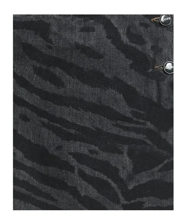 GANNI Zebra-striped Denim Wrap Skirt