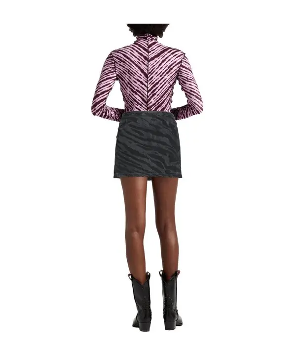 GANNI Zebra-striped Denim Wrap Skirt