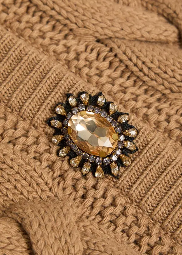 La DoubleJ Portrait Crystal-embellished Wool-blend Cardigan