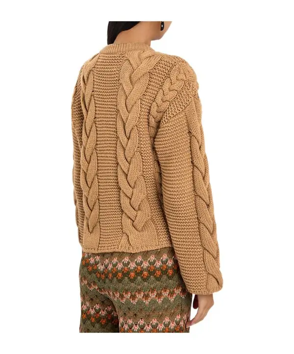 La DoubleJ Portrait Crystal-embellished Wool-blend Cardigan