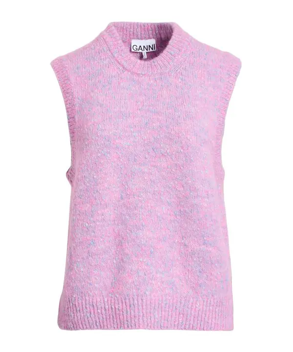 GANNI Fashion Sleeveless Crew Neck Knit Tank Top - Pink