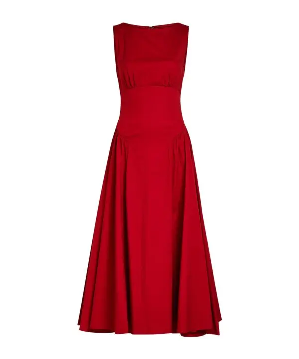 Staud Gwen Stretch-cotton Poplin Midi Dress