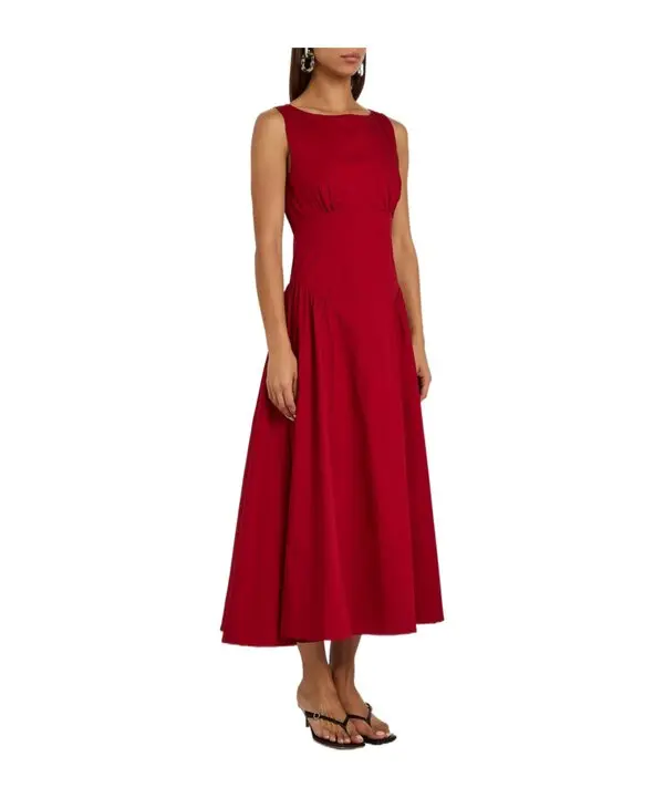 Staud Gwen Stretch-cotton Poplin Midi Dress
