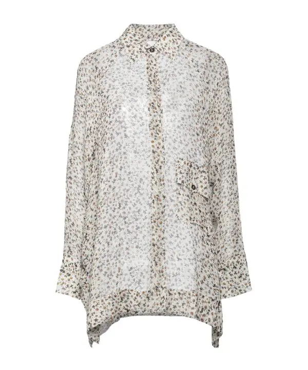 GANNI Floral Long Sleeve Chiffon Shirt