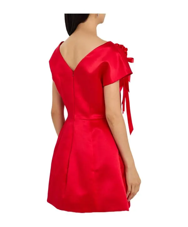 Simone Rocha Duchess Satin Mini Dress With Rosette Appliqués