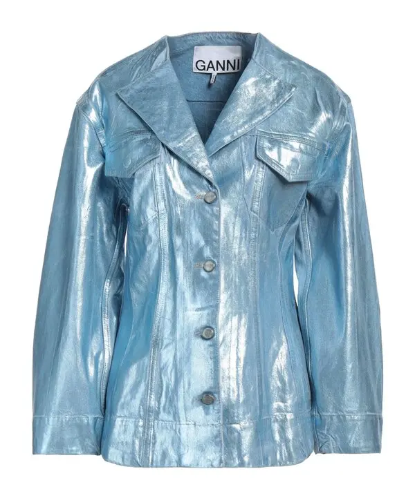 GANNI Medium Wash Coated Denim Jacket