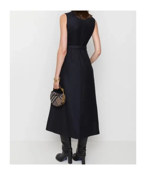 Burberry Belted Checked Sleeveless Dress