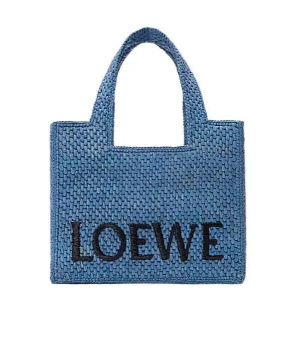 Loewe Mini Font Tote In Raffia