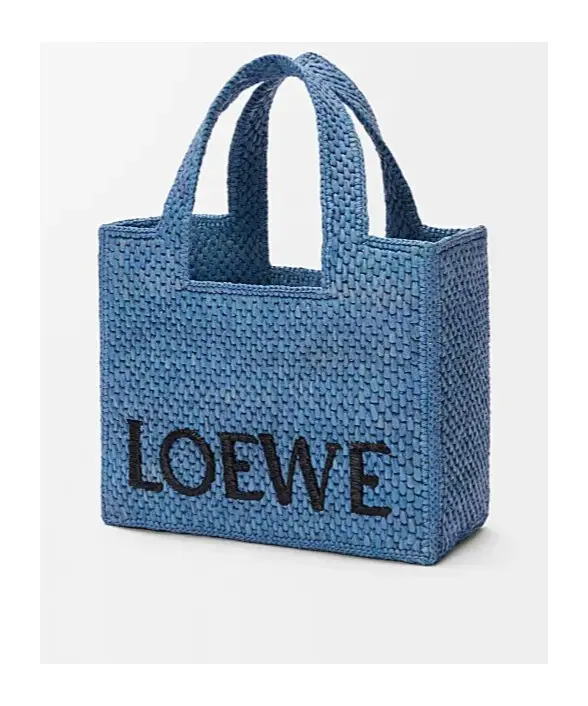 Loewe Mini Font Tote In Raffia