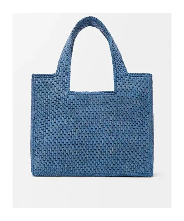 Loewe Mini Font Tote In Raffia
