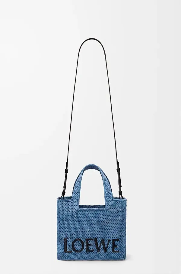 Loewe Mini Font Tote In Raffia