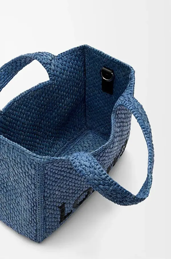 Loewe Mini Font Tote In Raffia