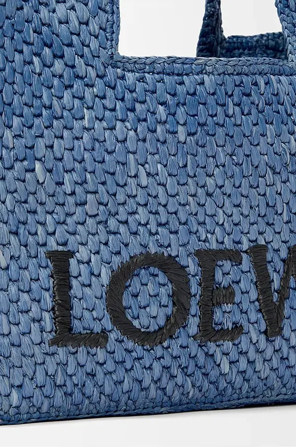 Loewe Mini Font Tote In Raffia