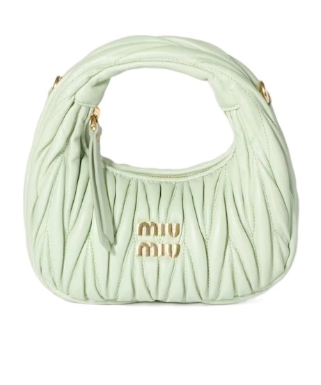 Miu Miu Wander Matelassé Nappa Leather Hobo Mini-bag - Water Blue