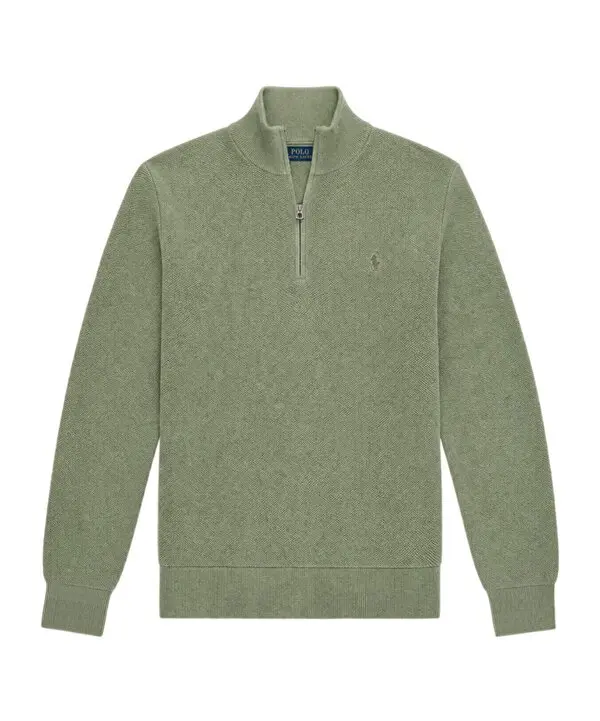 Polo Ralph Lauren Half-zip Waffle-knit Cotton Jumper - Green