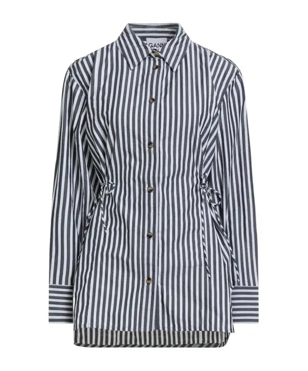 GANNI Long-sleeved Striped Shirt - Gray