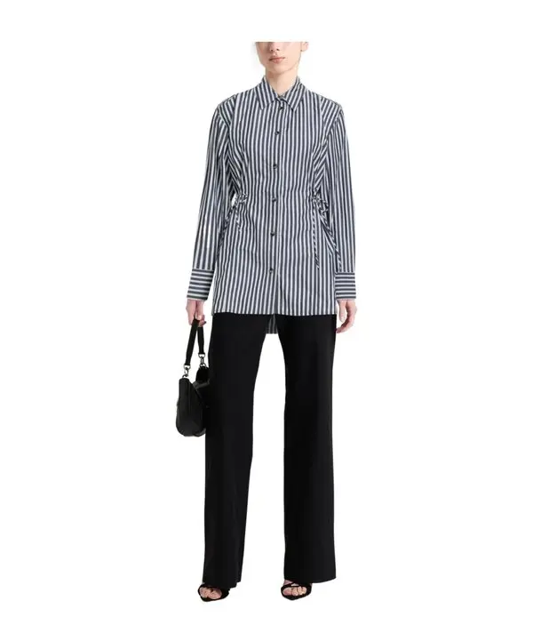 GANNI Long-sleeved Striped Shirt - Gray