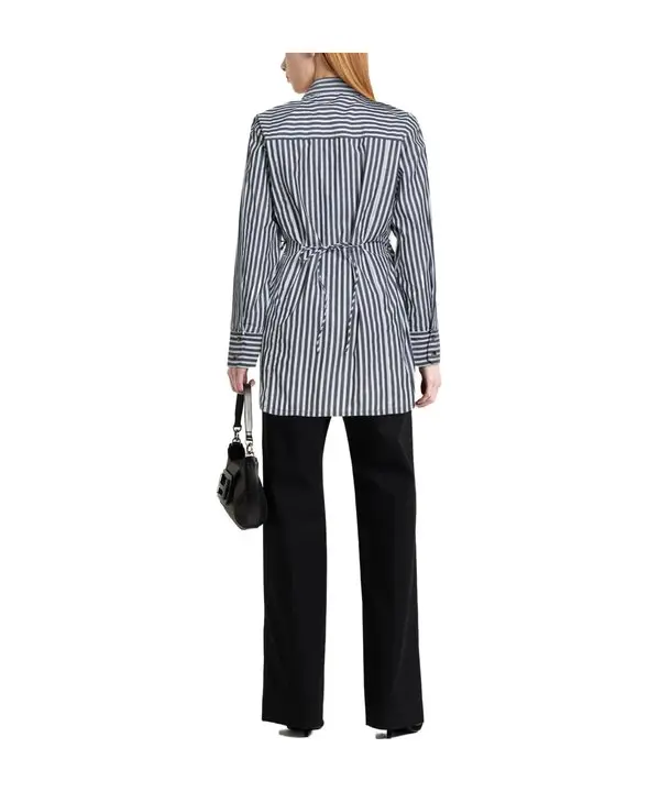 GANNI Long-sleeved Striped Shirt - Gray