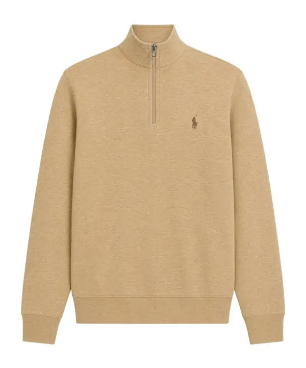 Polo Ralph Lauren Half-zip Logo-embroidered Jersey Sweatshirt - Nude