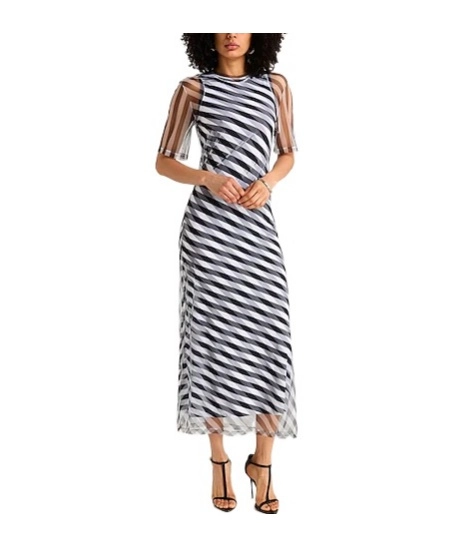 Sportmax Fitted Striped Tulle Dress