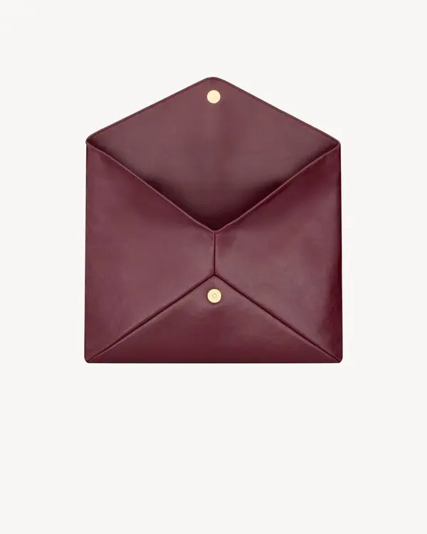 Saint Laurent Cassandre Large Envelope Pouch In Shiny Leather