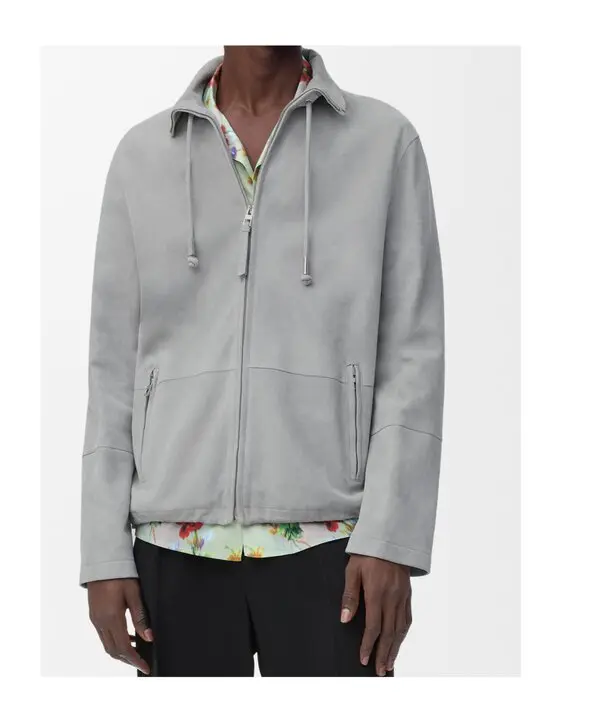 Loewe Long-sleeved Leather Jacket - Light Gray
