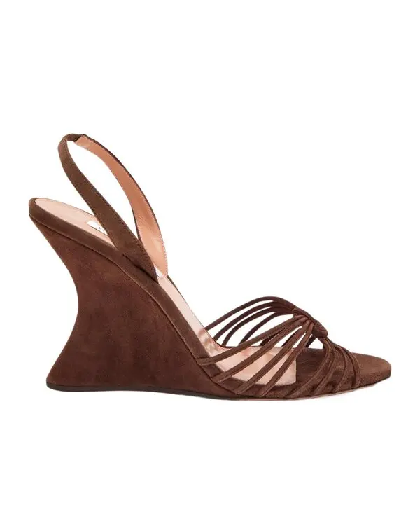 AQUAZZURA Serenity 95 Suede Wedge Sandals