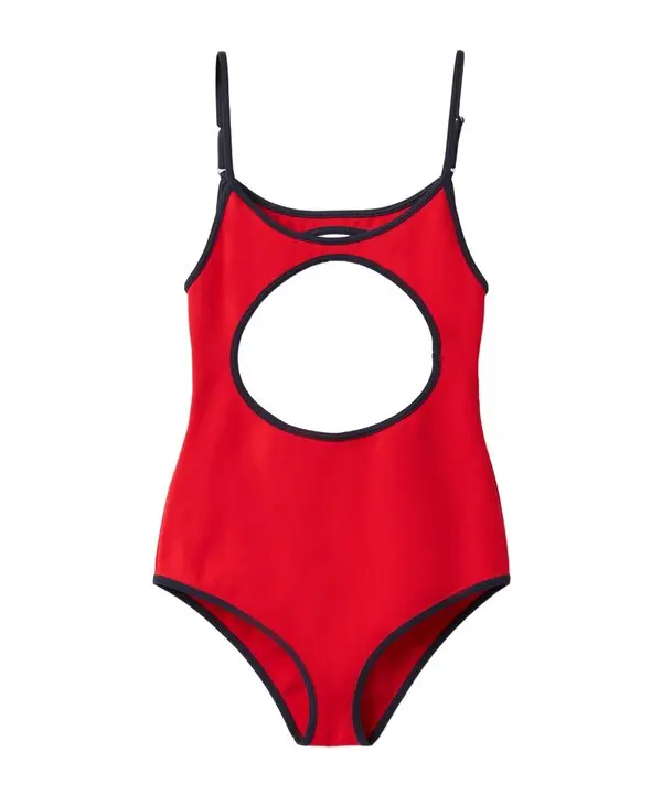 Miu Miu Technical Knit Swimsuit With Cut-out Detail - Red/blue