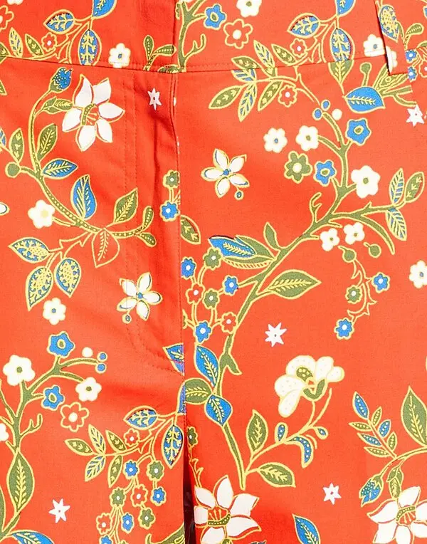 Tory Burch Straight Leg Floral Print Trousers