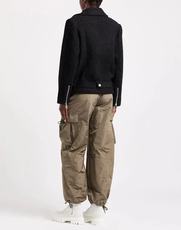 GANNI Bouclé Biker Jacket With Belt - Black