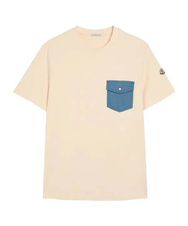 Moncler Patch-pocket Cotton T-shirt - Nude