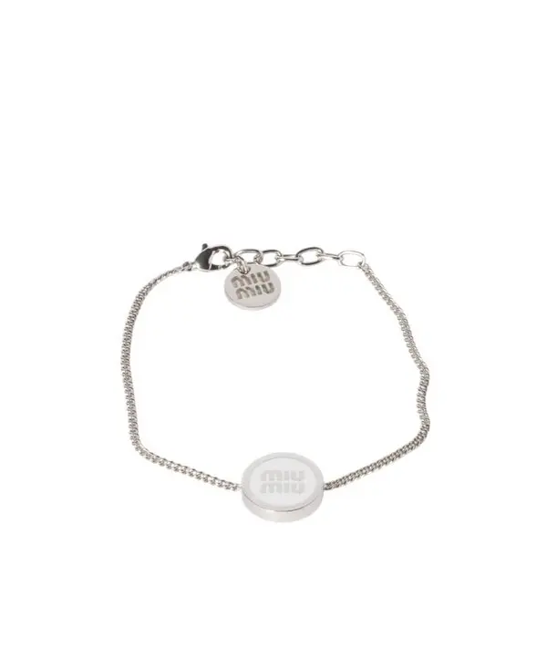 Miu Miu Enameled Metal Bracelet - White
