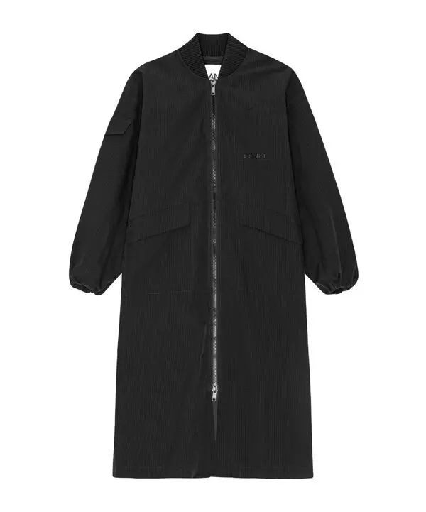 GANNI Seersucker Zipped Parka - Black
