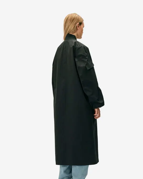GANNI Seersucker Zipped Parka - Black