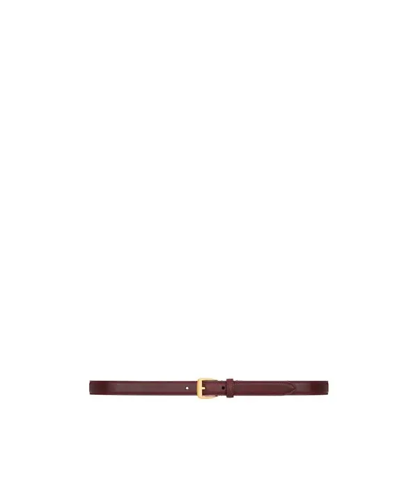 Saint Laurent Trapezoid Thin Belt In Grained Leather - Red