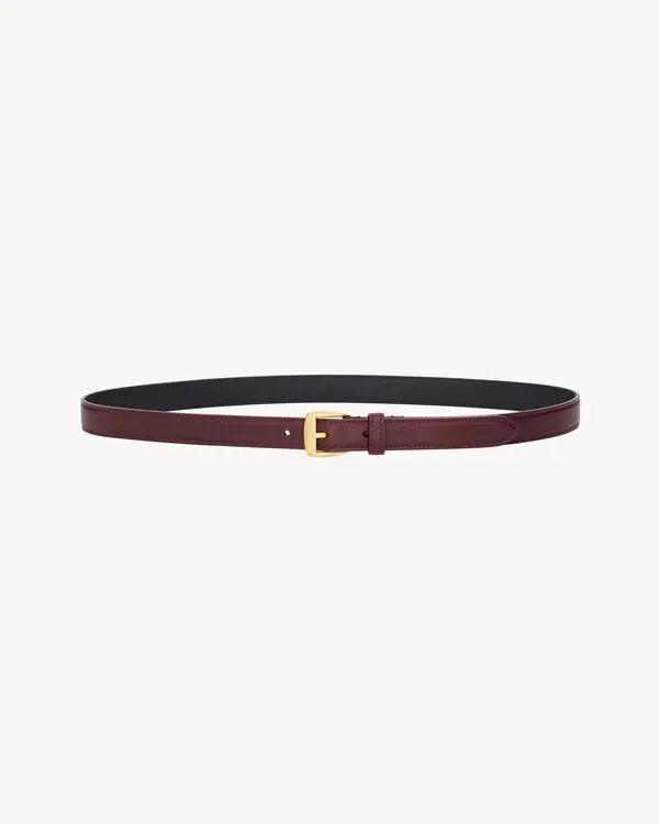 Saint Laurent Trapezoid Thin Belt In Grained Leather