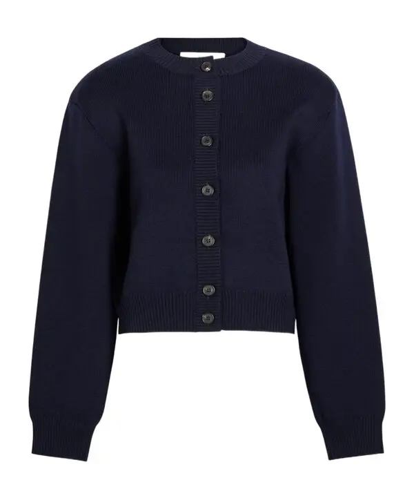 RÓHE Stretch-wool Cardigan With Padded Shoulders - Black
