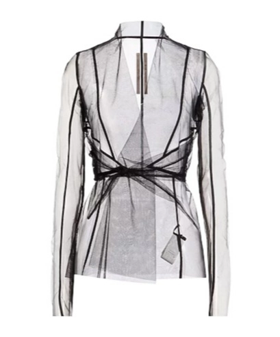 Rick Owens Solid Color Mesh Long Sleeve Top